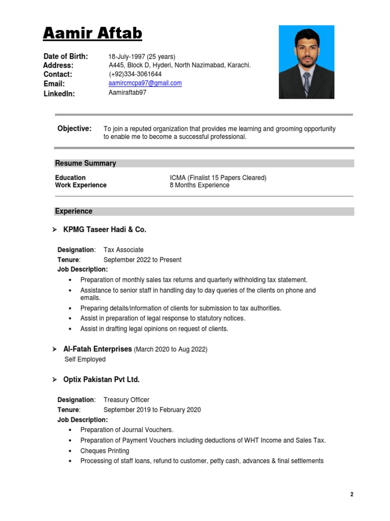 Aamir Aftab Résumé | PDF | Business Economics | Economies