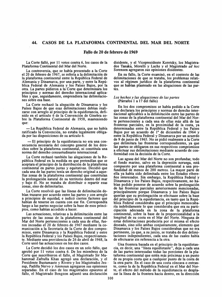 Fallo sobre la Plataforma Continental del Mar del Norte | PDF | Estado ...