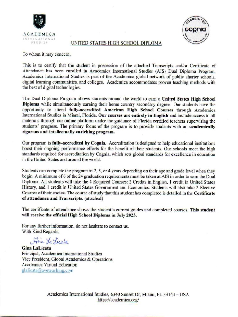 Dual Diploma Certificate of Participation Introduction 2023 | PDF