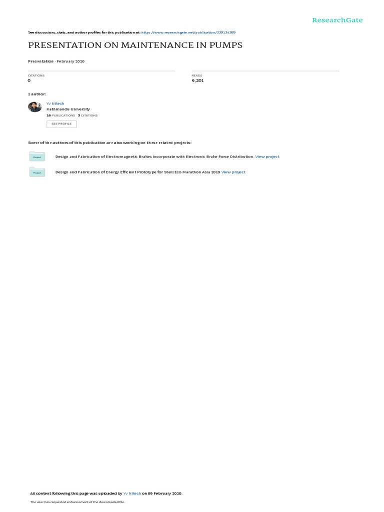 Maintenance Presentation On Pump | PDF | Pump | Fluid Dynamics