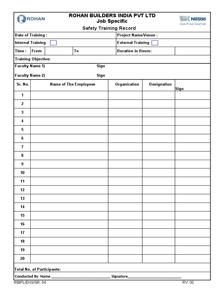 EHS-GF-04 Special Training Record | PDF