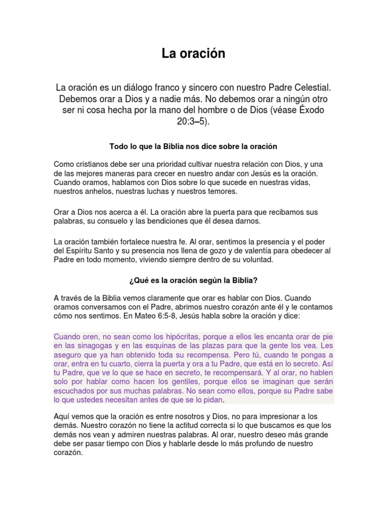 La Oración PDF | PDF | Oración | orador del Señor