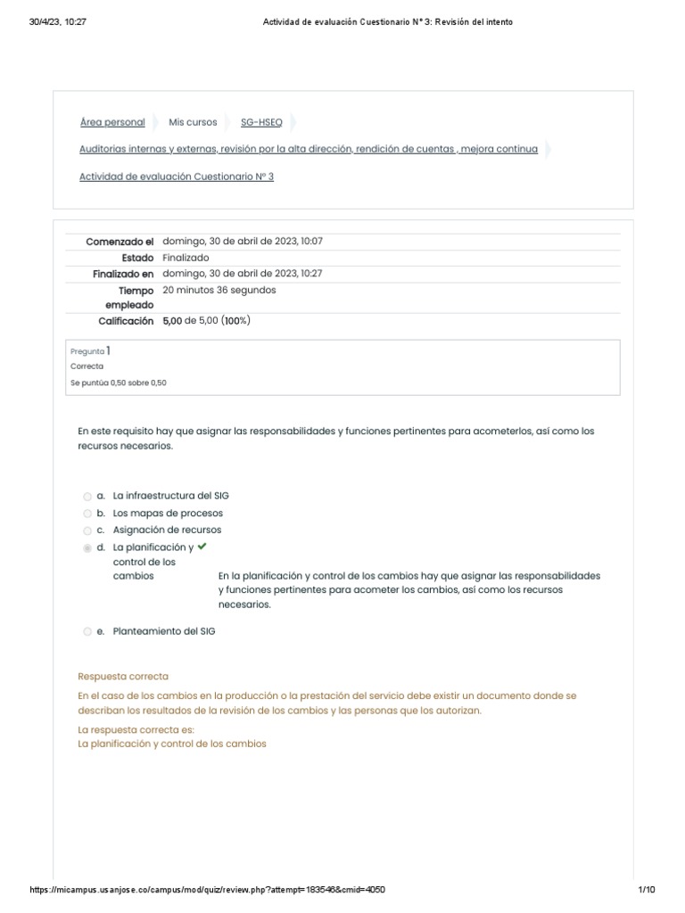Actividad de Evaluación Cuestionario #3 - HSEQ | PDF