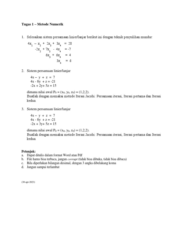 Tugas 1 - Metode Numerik PDF | PDF