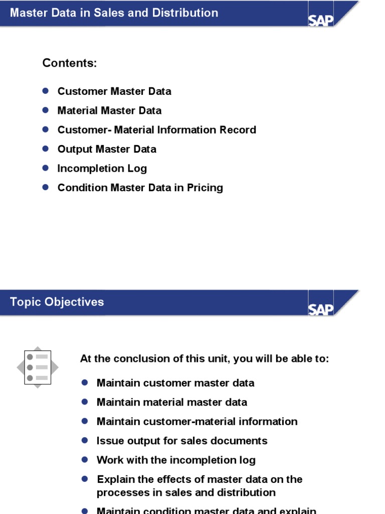 SAP SD Part 2 Master Data in SD | PDF