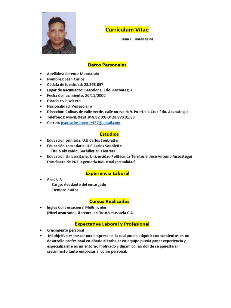 Currículum Jean | PDF