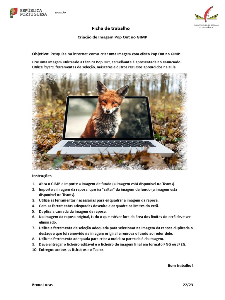 Criando um efeito Pop Out de uma raposa saltando da tela no GIMP | PDF