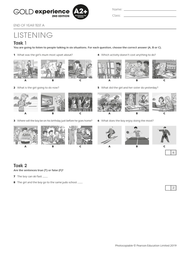 Gold Exp A2P EoY Main Test A PDF | PDF