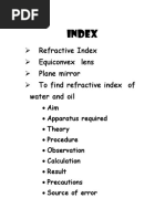 To Find The Refractive Index of Water, Oil Using A Plane Mirror and A ...