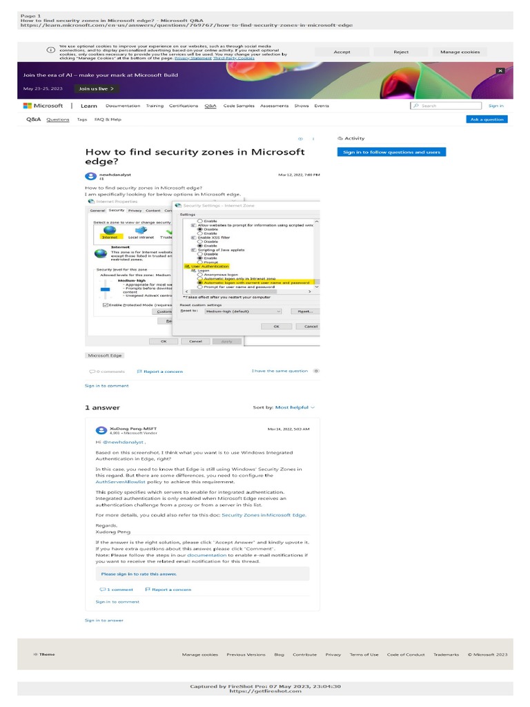 How To Find Security Zones in Microsoft Edge - Microsoft Q&A PDF | PDF