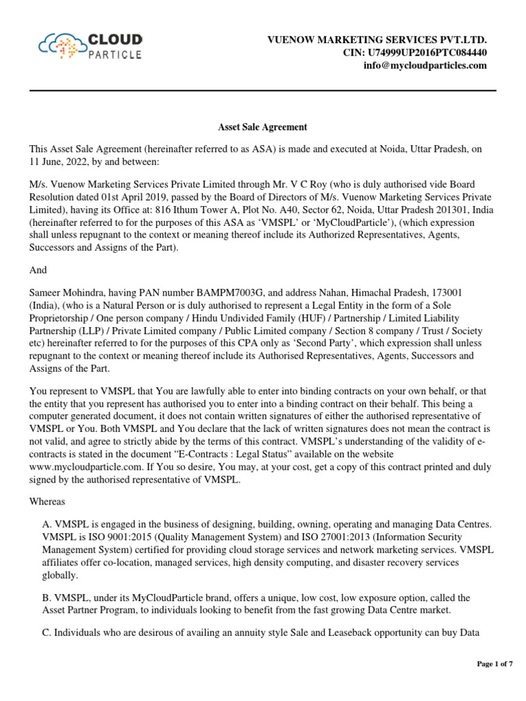 Asset Sale Agreement.pdf | PDF