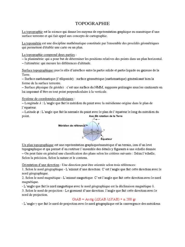 Introduction à la topographie et topométrie | PDF
