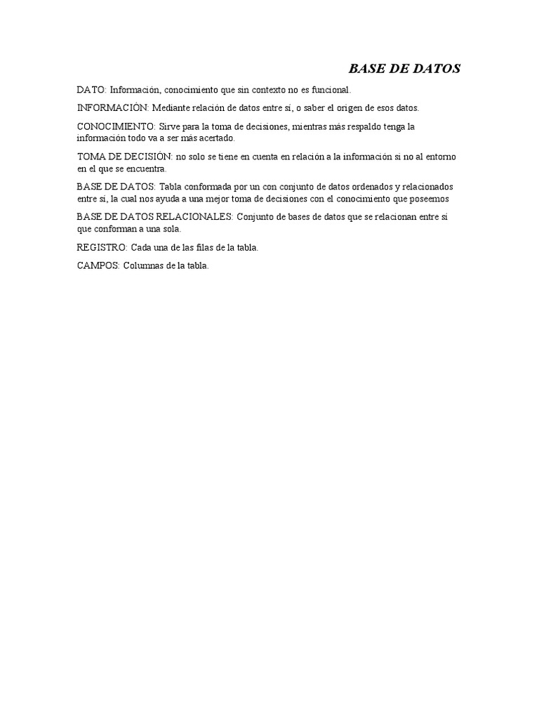 Apunte Base de Datos O.P.I | PDF