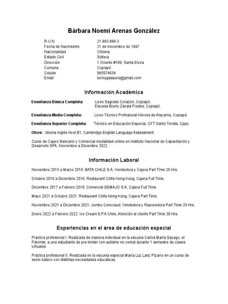 Barbara CV PDF | PDF