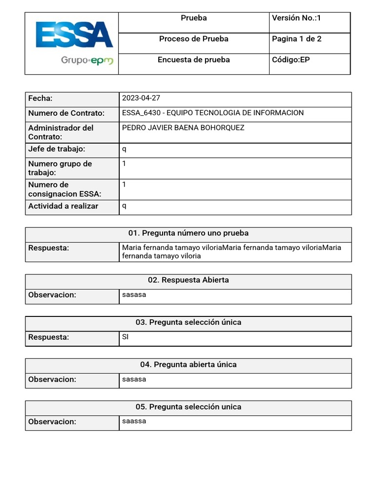 Encuesta De Prueba 27 4 2023 Pdf