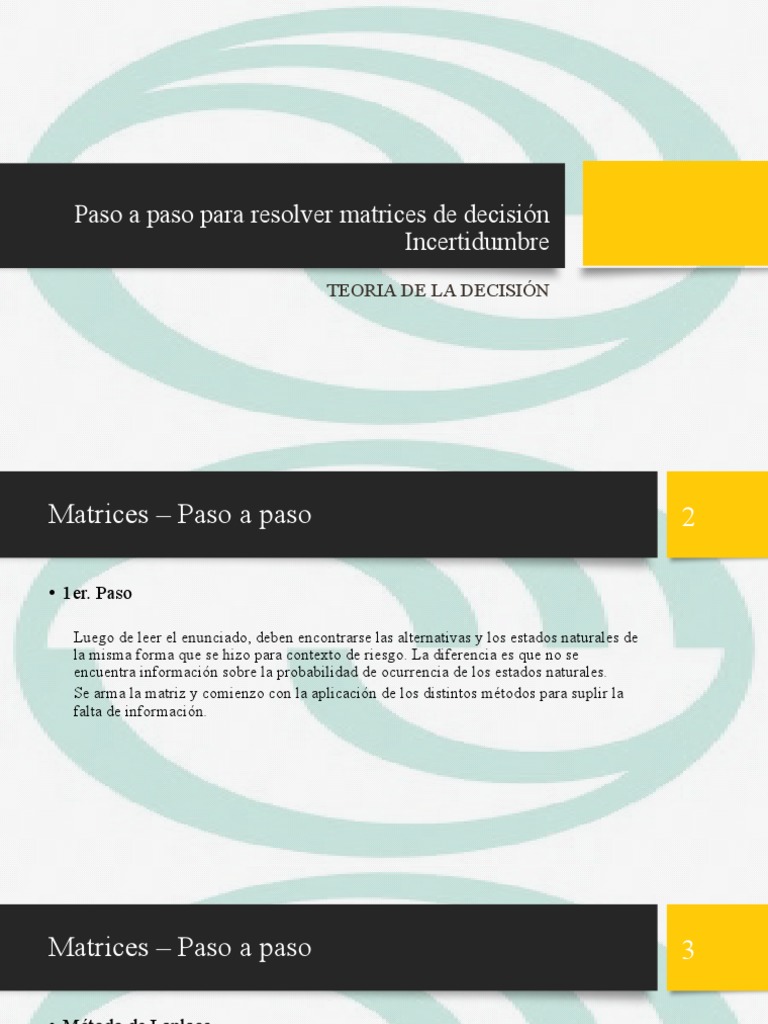 2 - Paso A Paso para Resolver Matrices de Decisión - Incertidumbre ...
