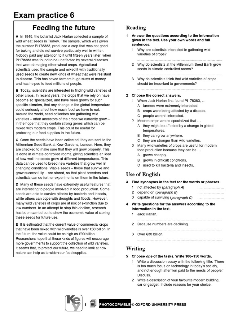 Exam Practice 6 PDF | PDF | Wheat | Seed