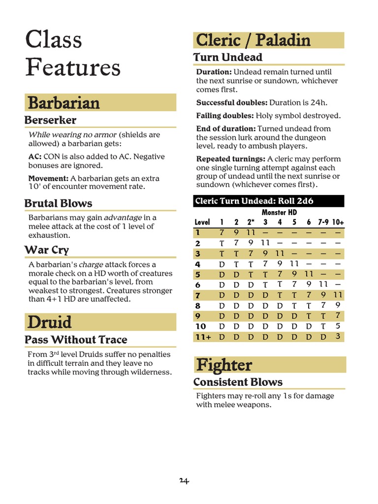 Class Features - OSE.pdf | PDF