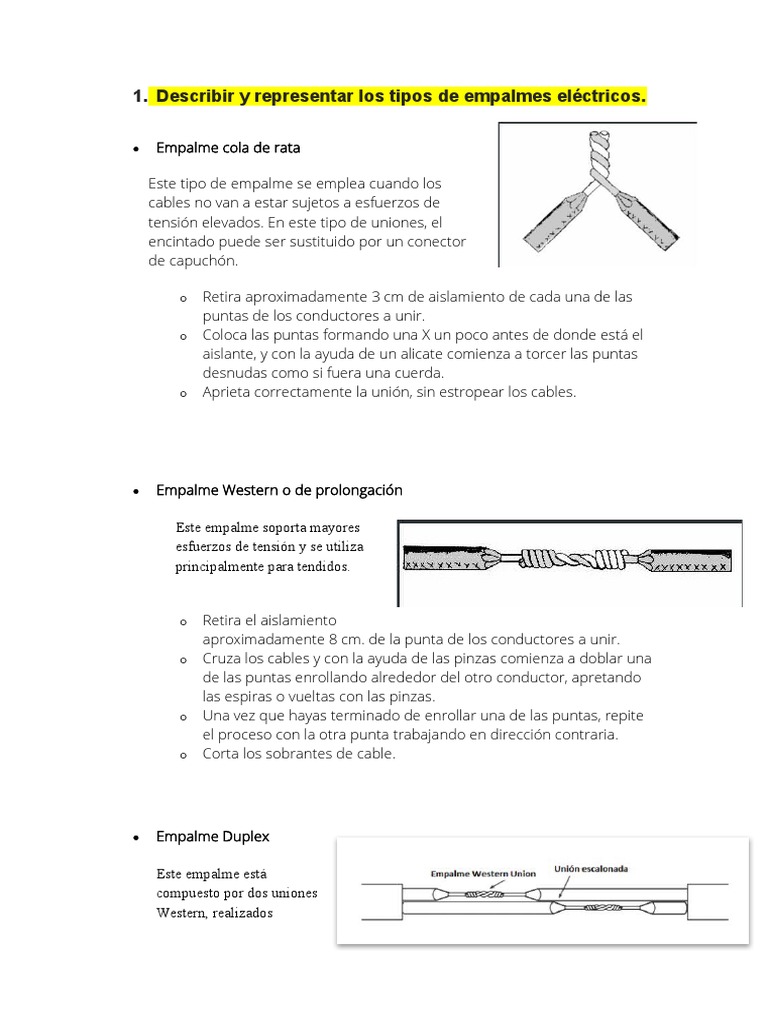 Tipos de Empalmes Eléctricos y Usos | PDF | Ingenieria Eléctrica | Red ...