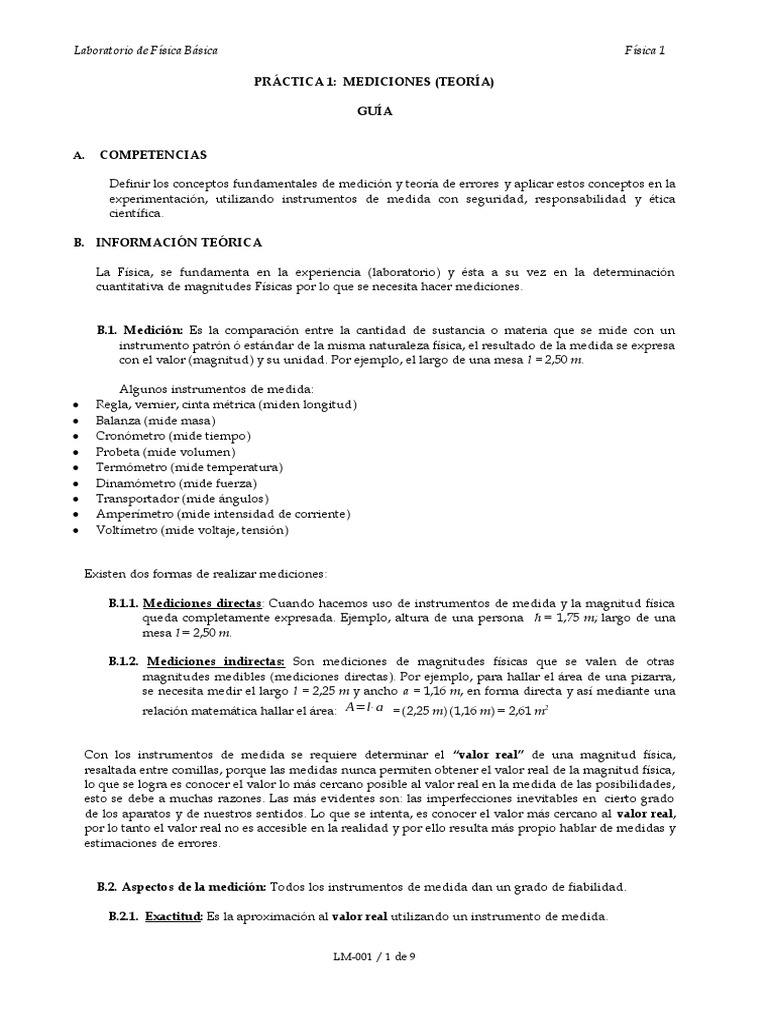 Práct 1 - Mediciones - Teoría | PDF | Medición | Incertidumbre