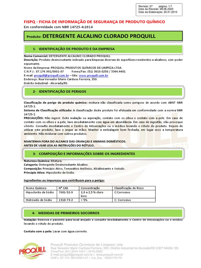 Fispq Detergente Alcalino Clorado | PDF | Cloro | Desperdício