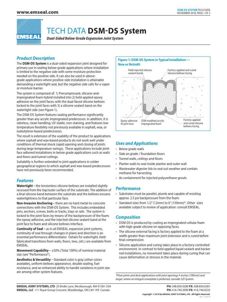 DSM DS Tech Data Double Faced Expansion Joint | PDF