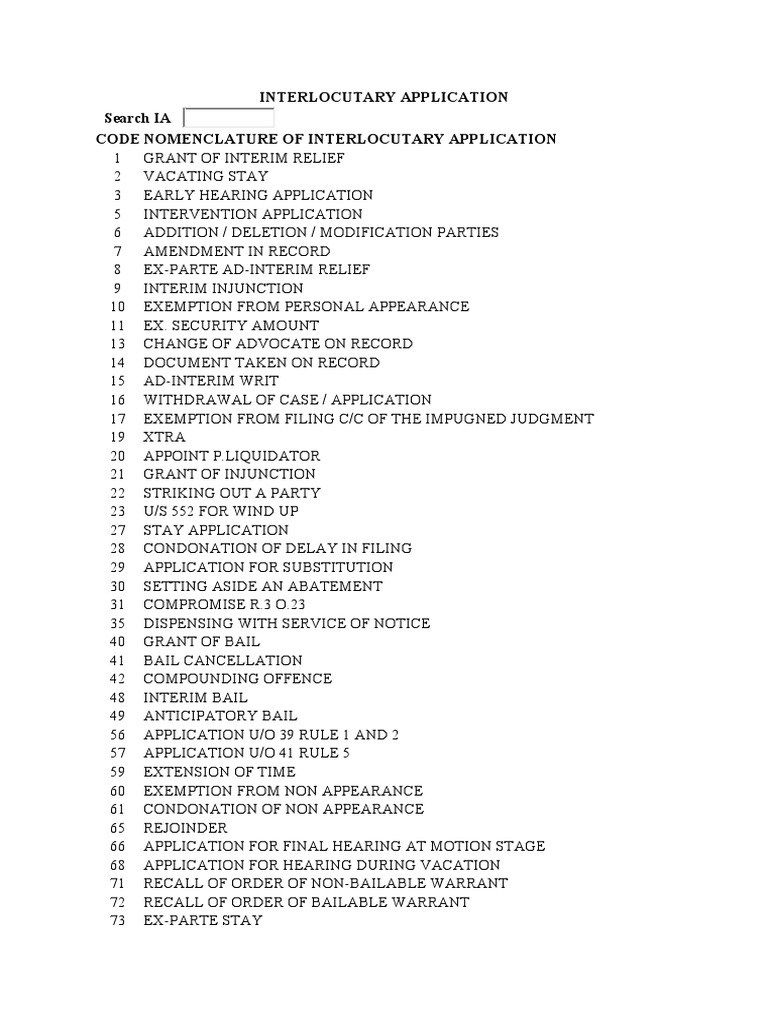 Interlocutory Application (I.a) Kinds | PDF