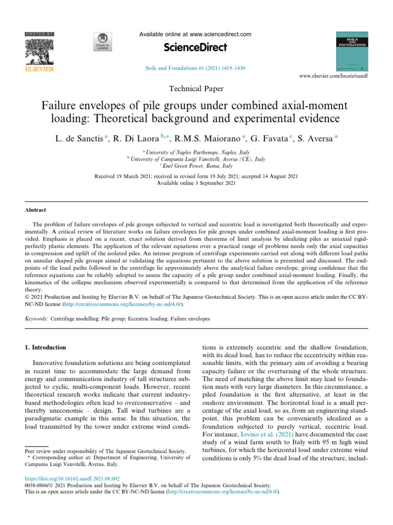 Failure Envelopes of Pile Groups Under Combined Axial-Moment PDF | PDF ...