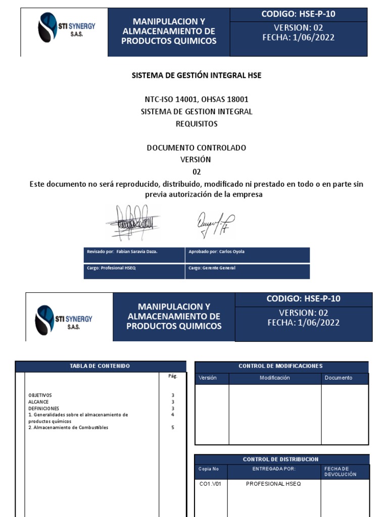 Hse-P-10.almacenamiento Productos Quimicos | PDF