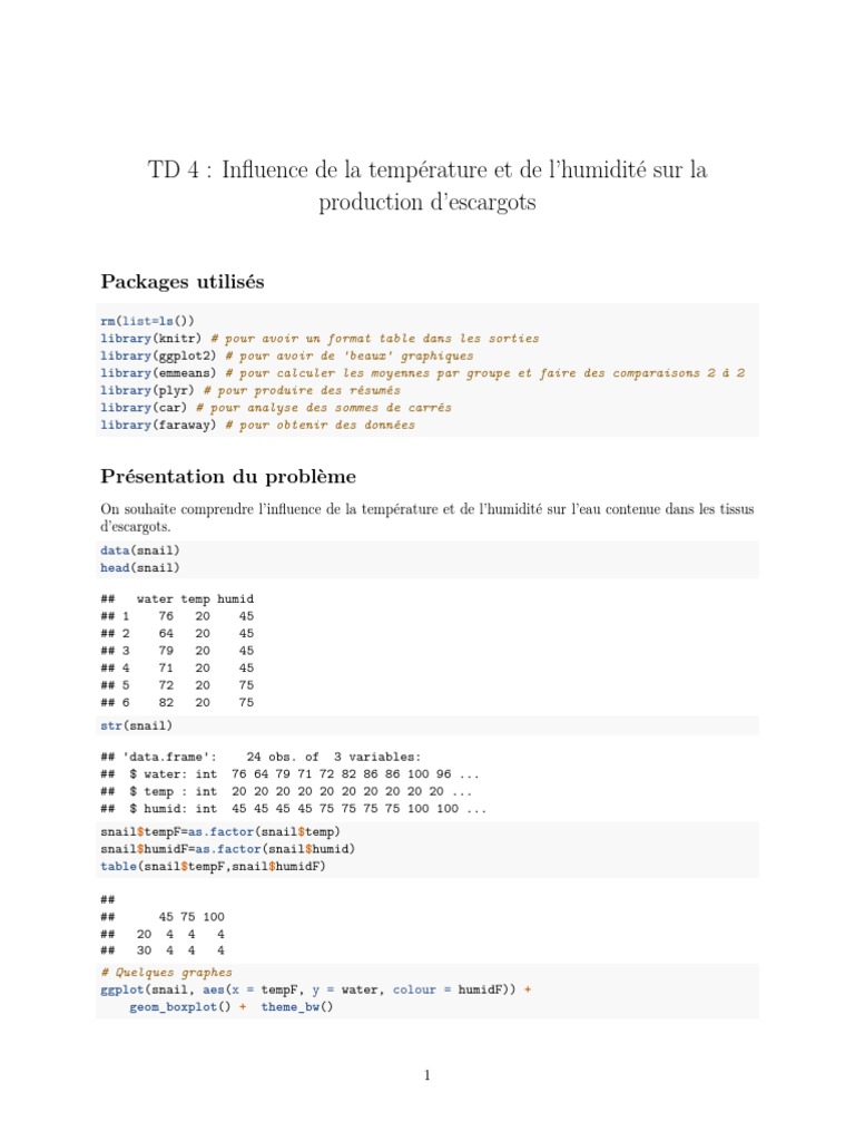 TD4 Escargot PDF | PDF | Théories scientifiques | Méthodes d'évaluation