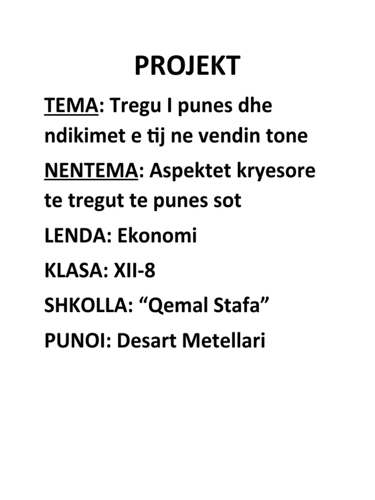 PROJEKT Tregu I Punes | PDF