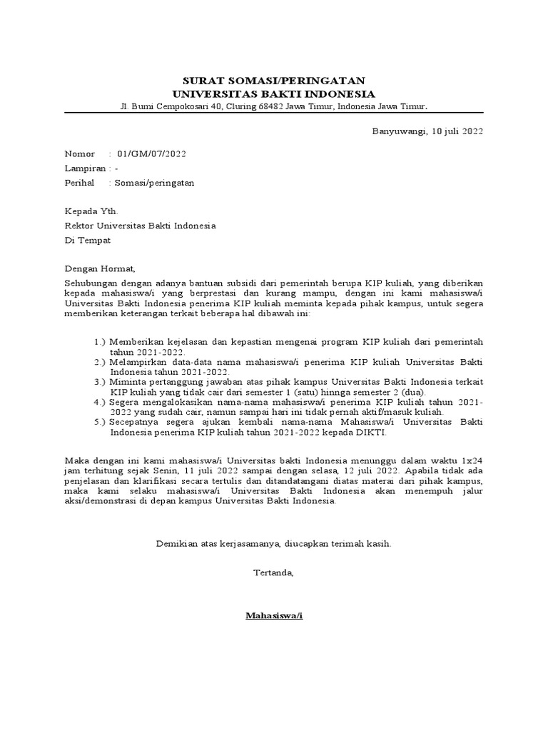 Contoh Surat Somasi | PDF