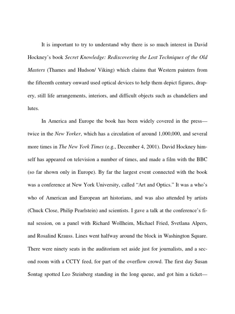 Essay On David Hockneys Book Secret Knowledge PDF | Download Free PDF ...