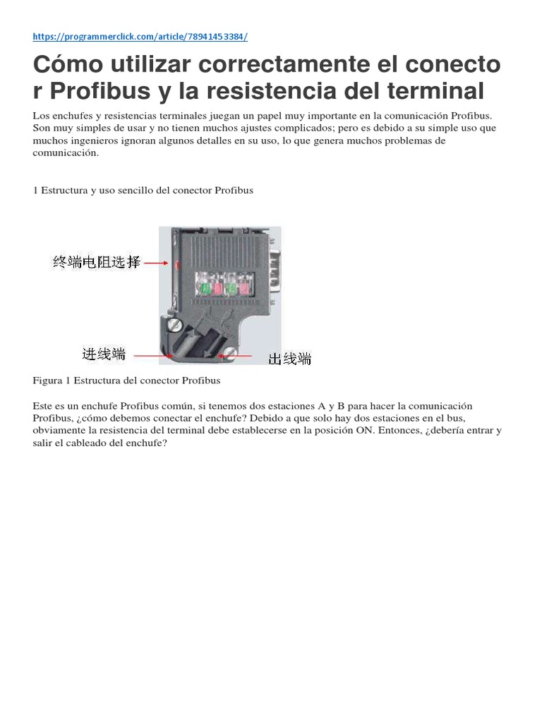 Cómo Utilizar Correctamente El Conector Profibus y La Resistencia Del Terminal PDF | PDF