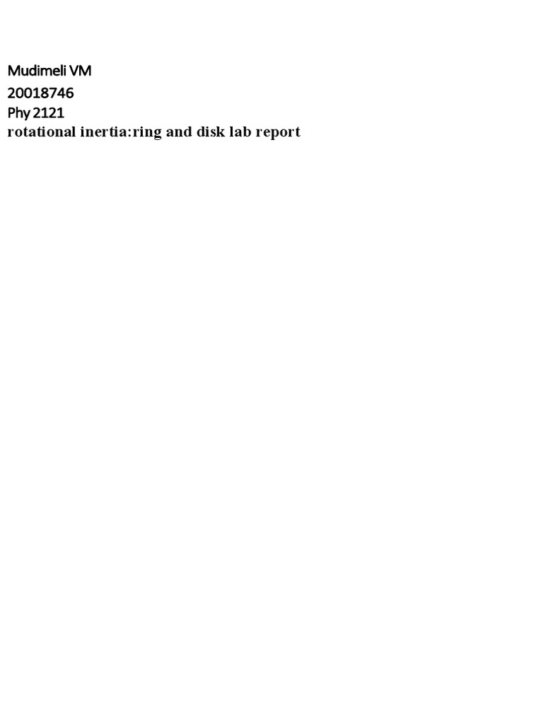 Rotational Inertia: Ring vs. Disk Analysis | PDF