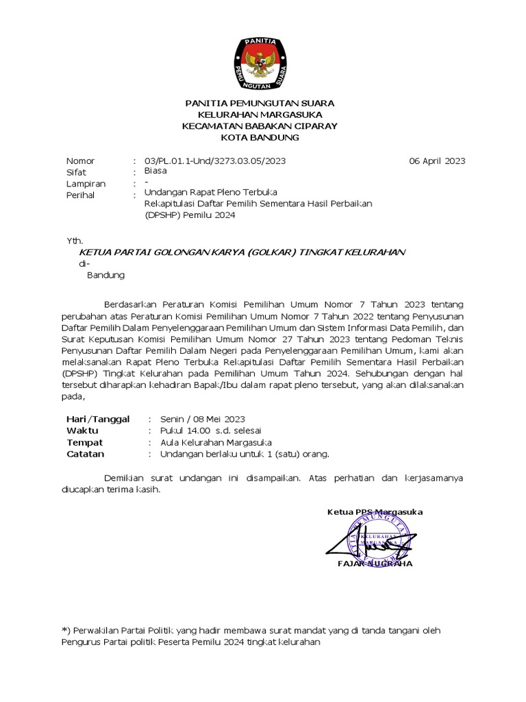 Undangan DPSHP Golkar | PDF