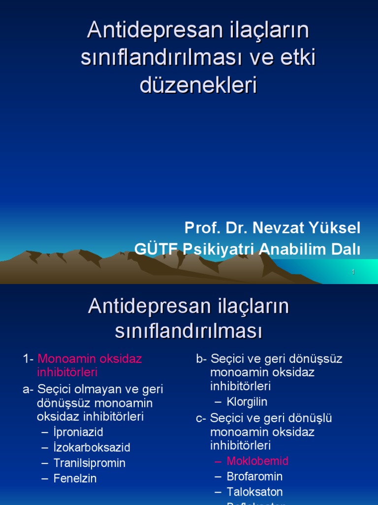 AntiDepresan Sınıflandırma Ve Etki Mekanizmaları | PDF