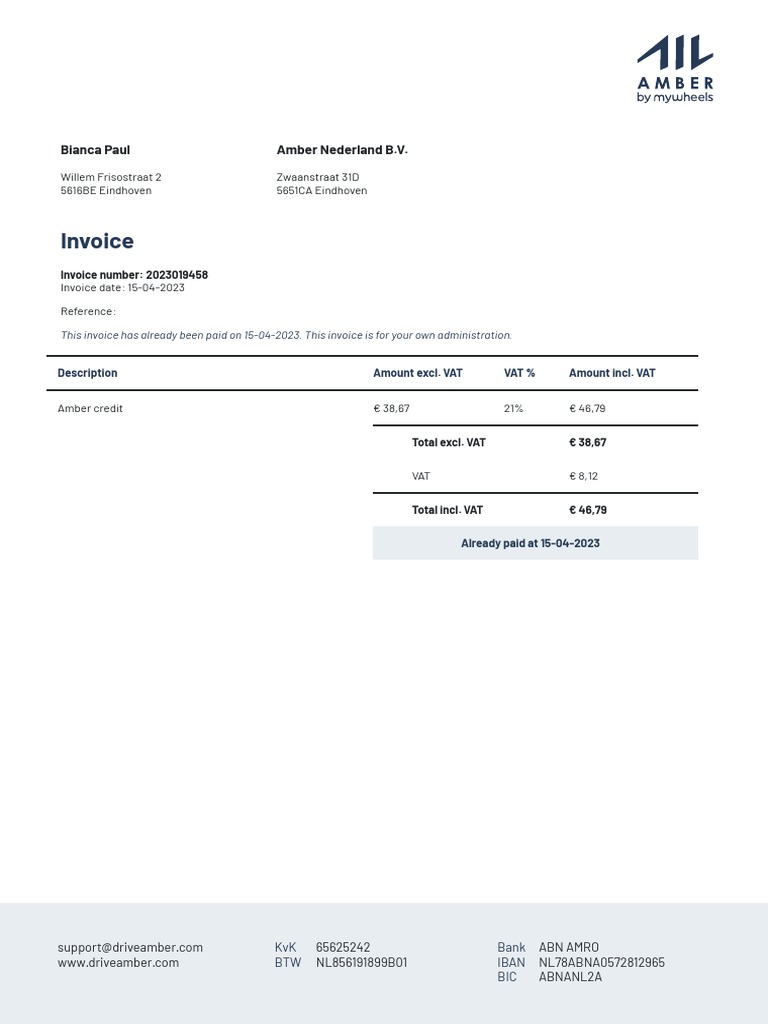 Amber Invoice 2023019458 PDF | PDF
