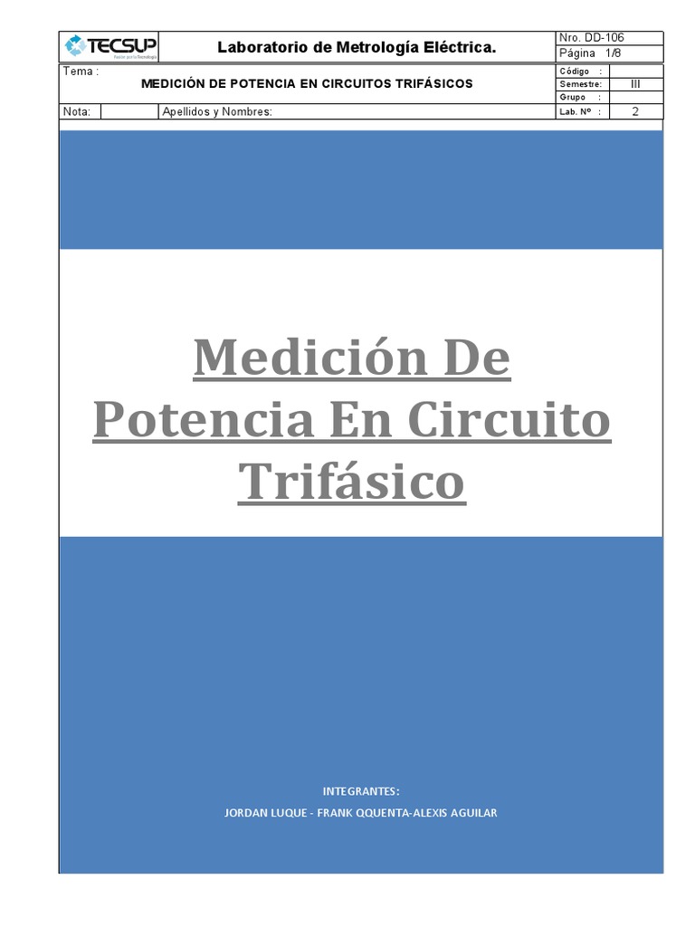 Lab05 - Medición de Potencia en Circuitos Trifásicos PDF | PDF