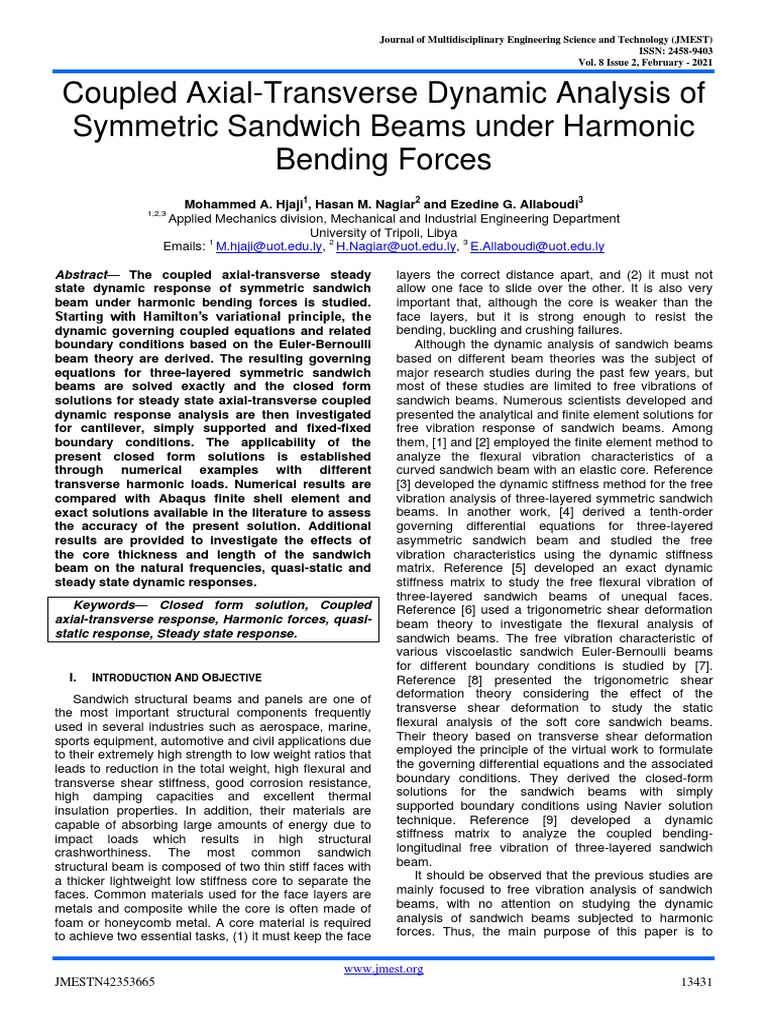 Paper 2021 - Coupled Axial-Transverse Dynamic Analysis of PDF | PDF