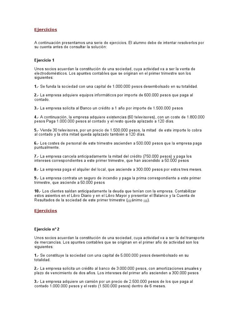 Ejercicios Contabilidad 1 | PDF