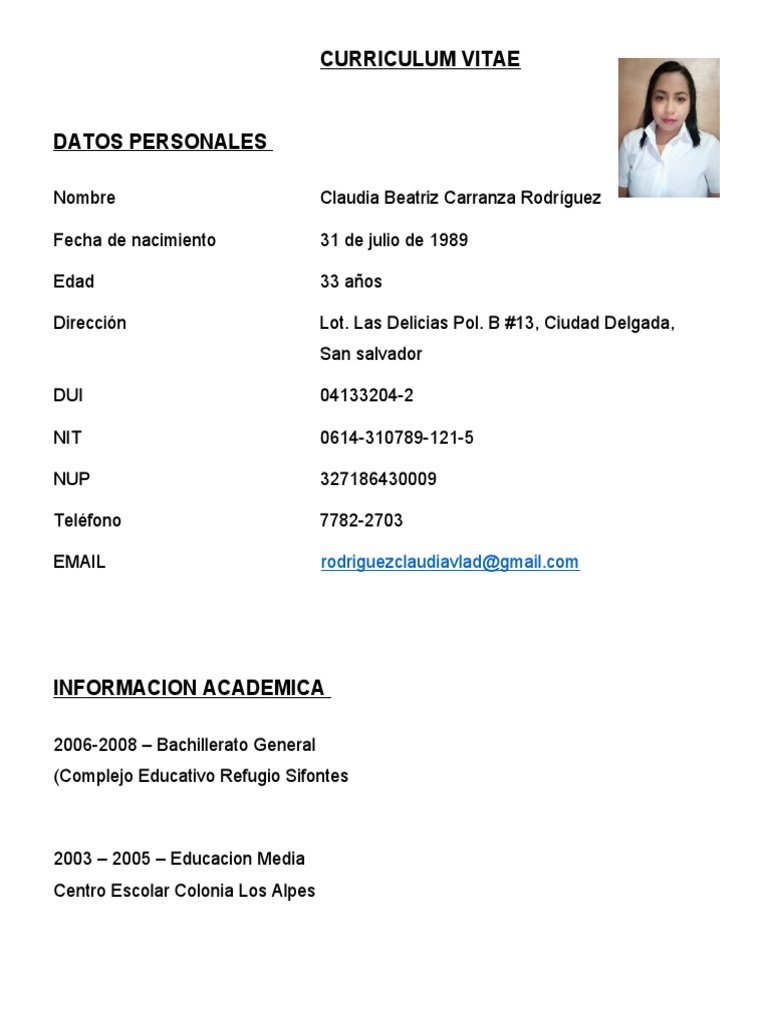 Curriculum Vitae de Claudia Carranza | PDF