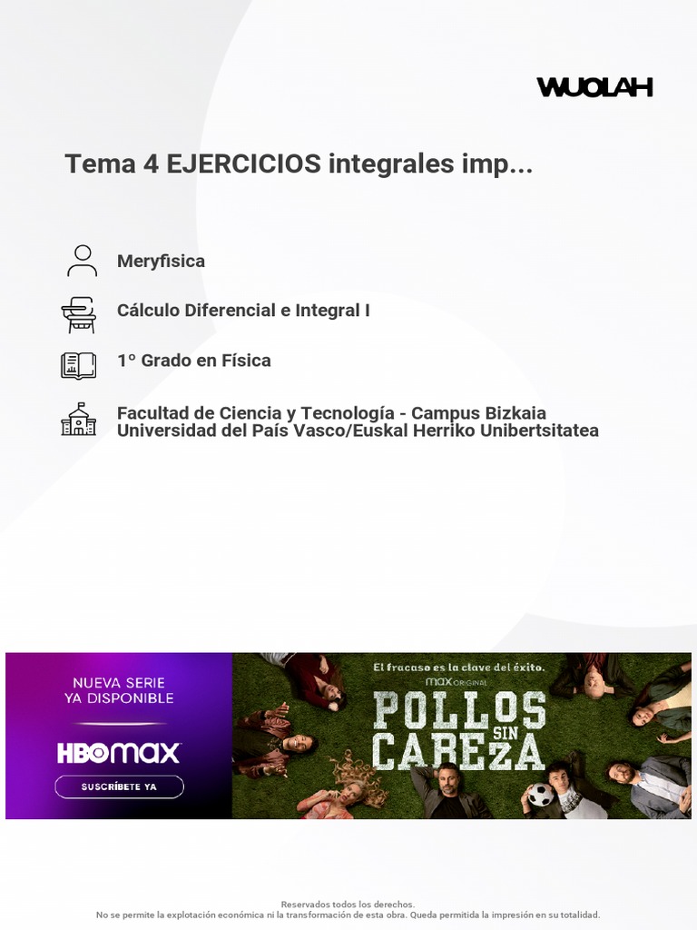 Wuolah-Free-Tema 4 EJERCICIOS Integrales Impropias PDF | PDF