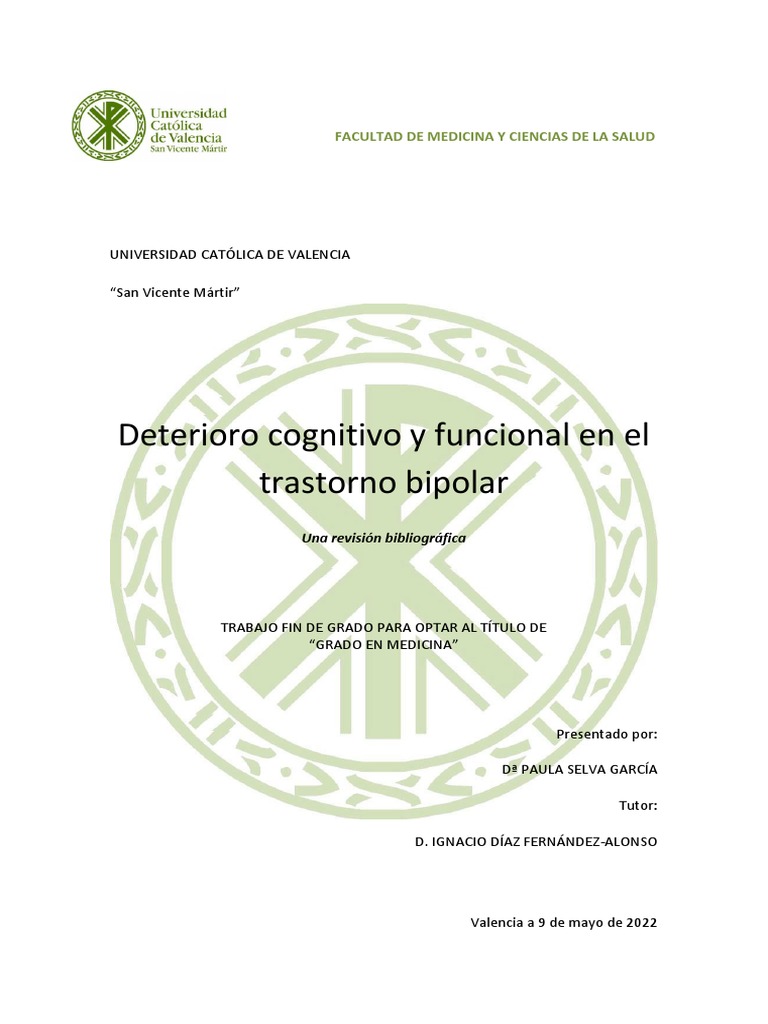 Deterioro Cognitivo y Funcional en El Trastorno Bipolar | PDF