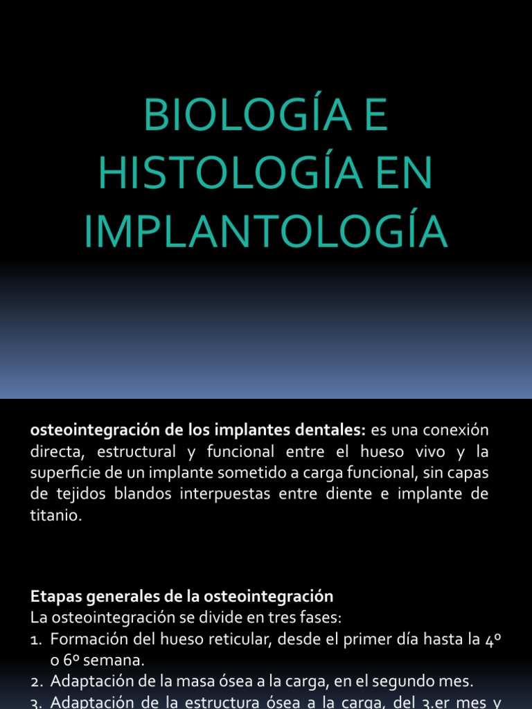 Osteointegración en Implantología Dental | PDF