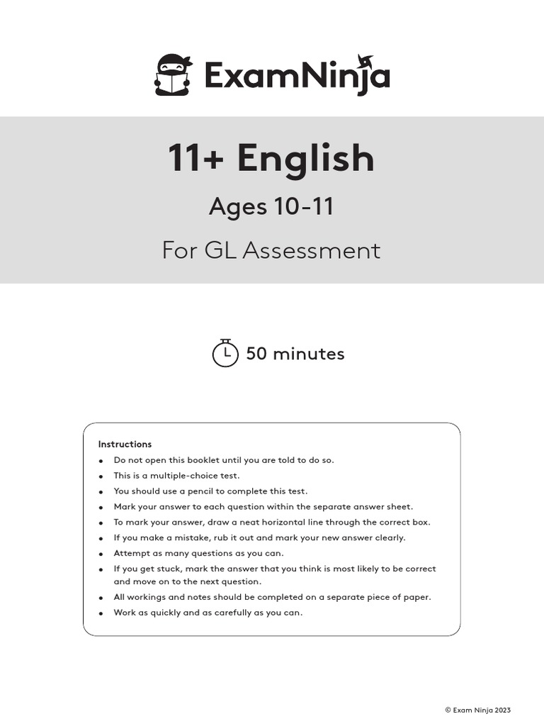 11 Plus GL Assessment English Question Booklet PDF | PDF