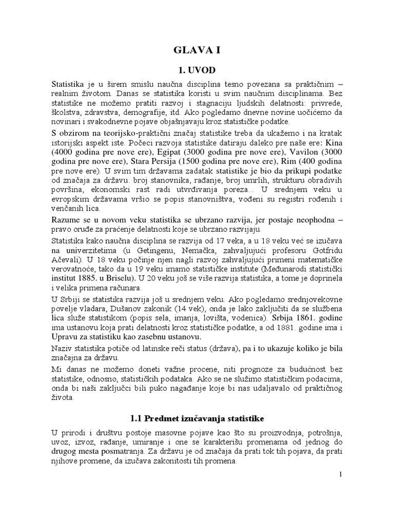 I GLAVA Gradivo STATISTIKA Apr.2023 PDF | PDF