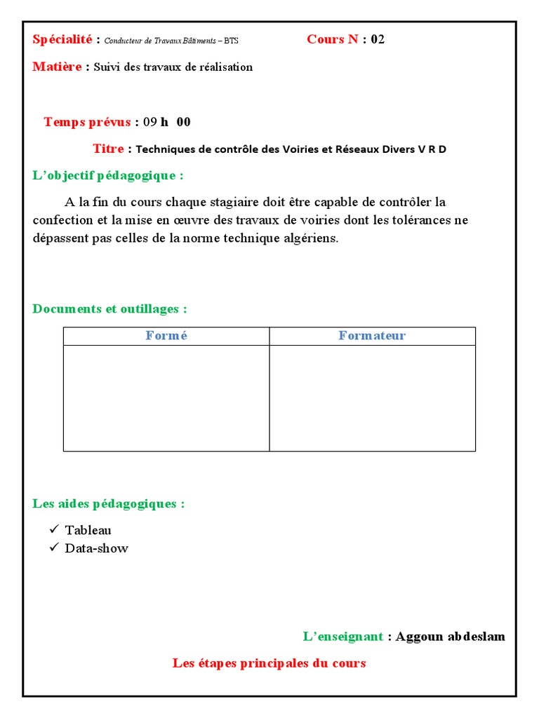 Plan Du Cours CTB | PDF