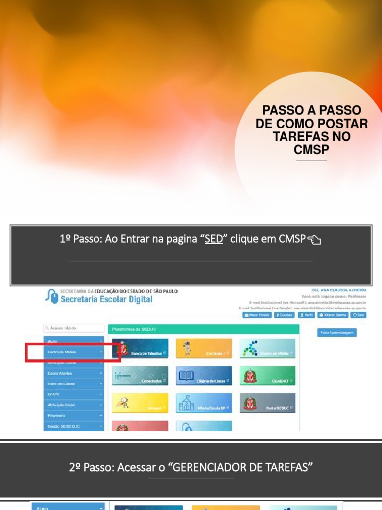 Passo A Passo para Publicação de Tarefas No CMSP | PDF