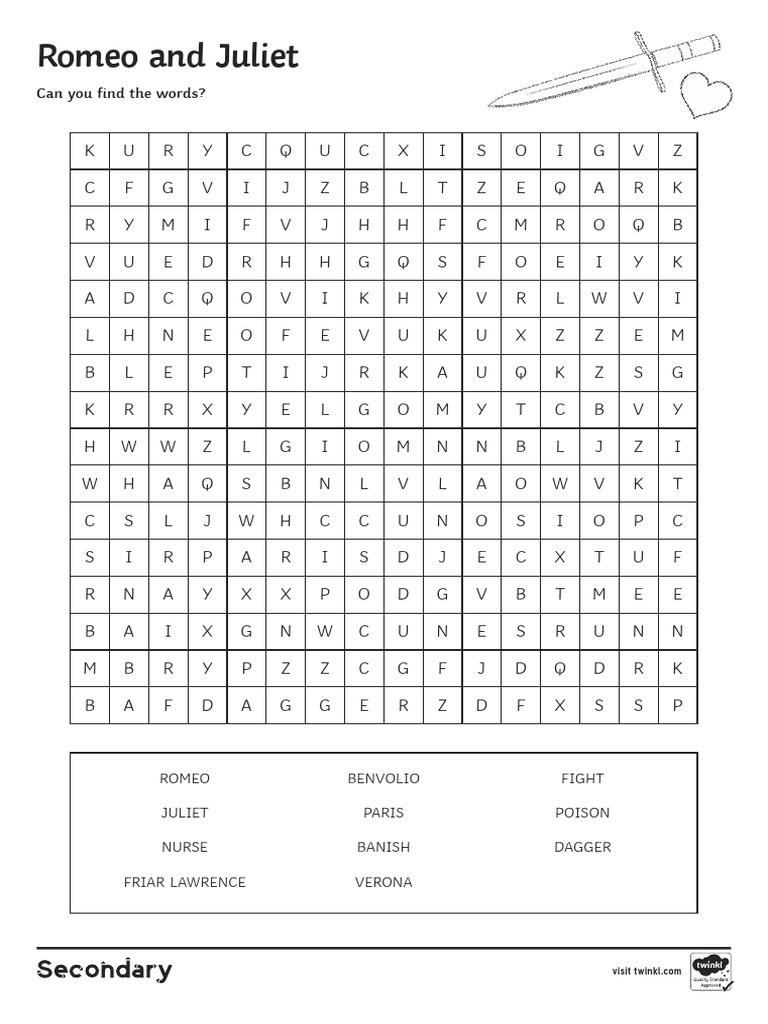 Romeo and Juliet Word Search Activity | PDF